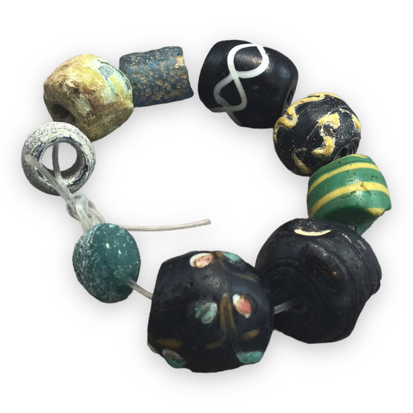 Short Strand Of 9 Mixed Antique And Ancient Glass Beads Rita Okrent Rita Okrent Collection