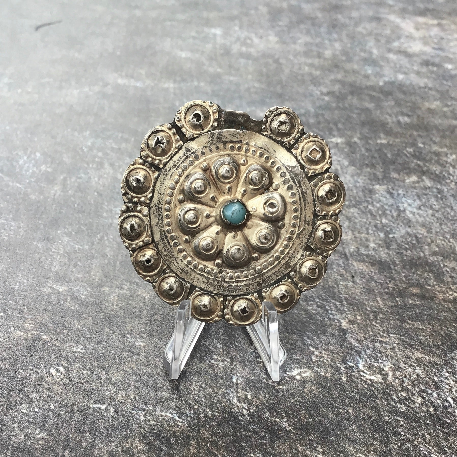Antique Silver Circular Decorated Amulet, India - Rita Okrent ...