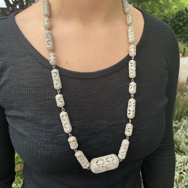 Granulated Silver Rounded Tube Beads from Senegal or Mauritania - Rita ...