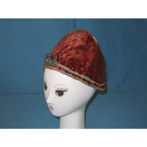 Red Orange Velvet Tiger Hat, Mainland China with 3 Silver Amulets - Ri ...